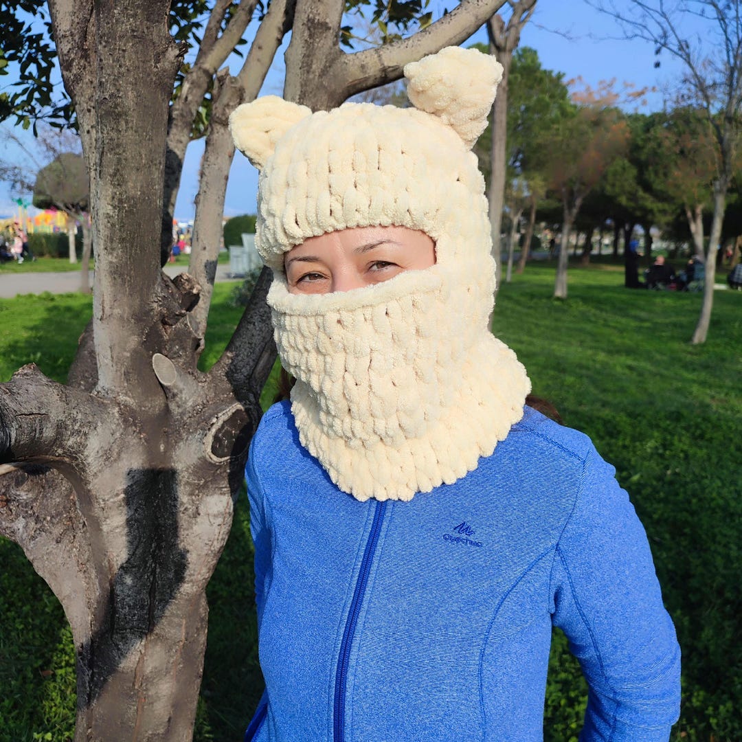 Cute Balaclava With Ears, Teddy Bear Hat, Ski Mask, Custom Balaklava ...