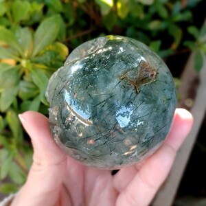Beautiful Green Prehnite With Tourmaline Rutiles Sphere Unique - Etsy