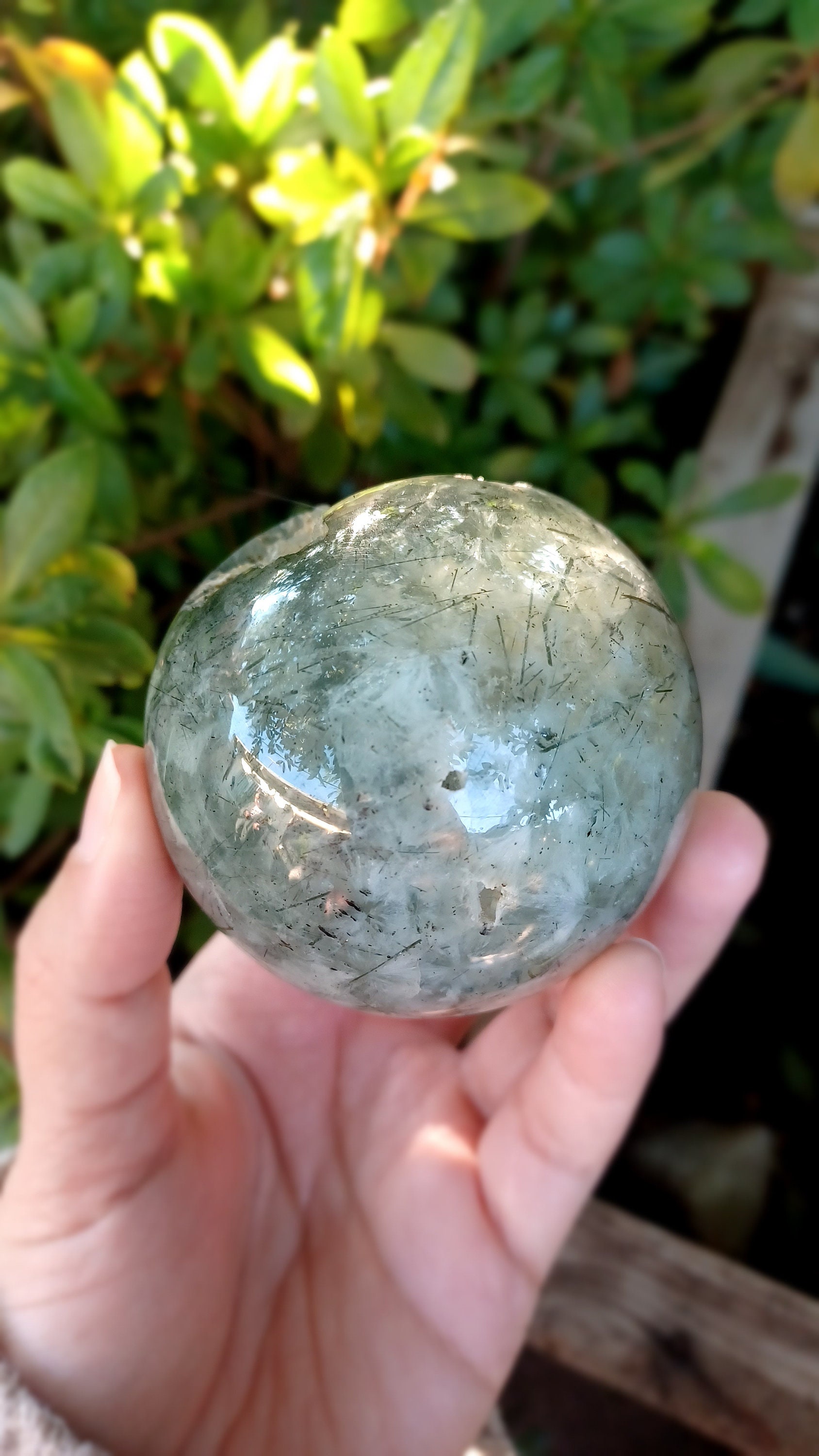 Beautiful Green Prehnite With Tourmaline Rutiles Sphere Unique - Etsy