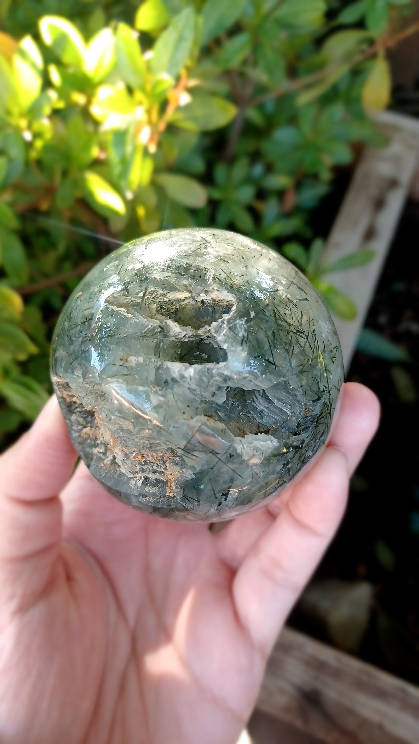 Beautiful Green Prehnite With Tourmaline Rutiles Sphere Unique - Etsy