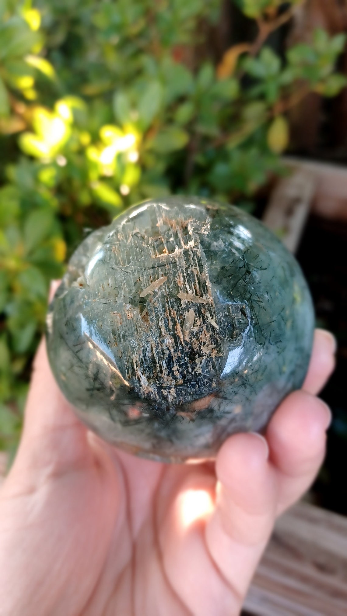 Beautiful Green Prehnite With Tourmaline Rutiles Sphere Unique - Etsy