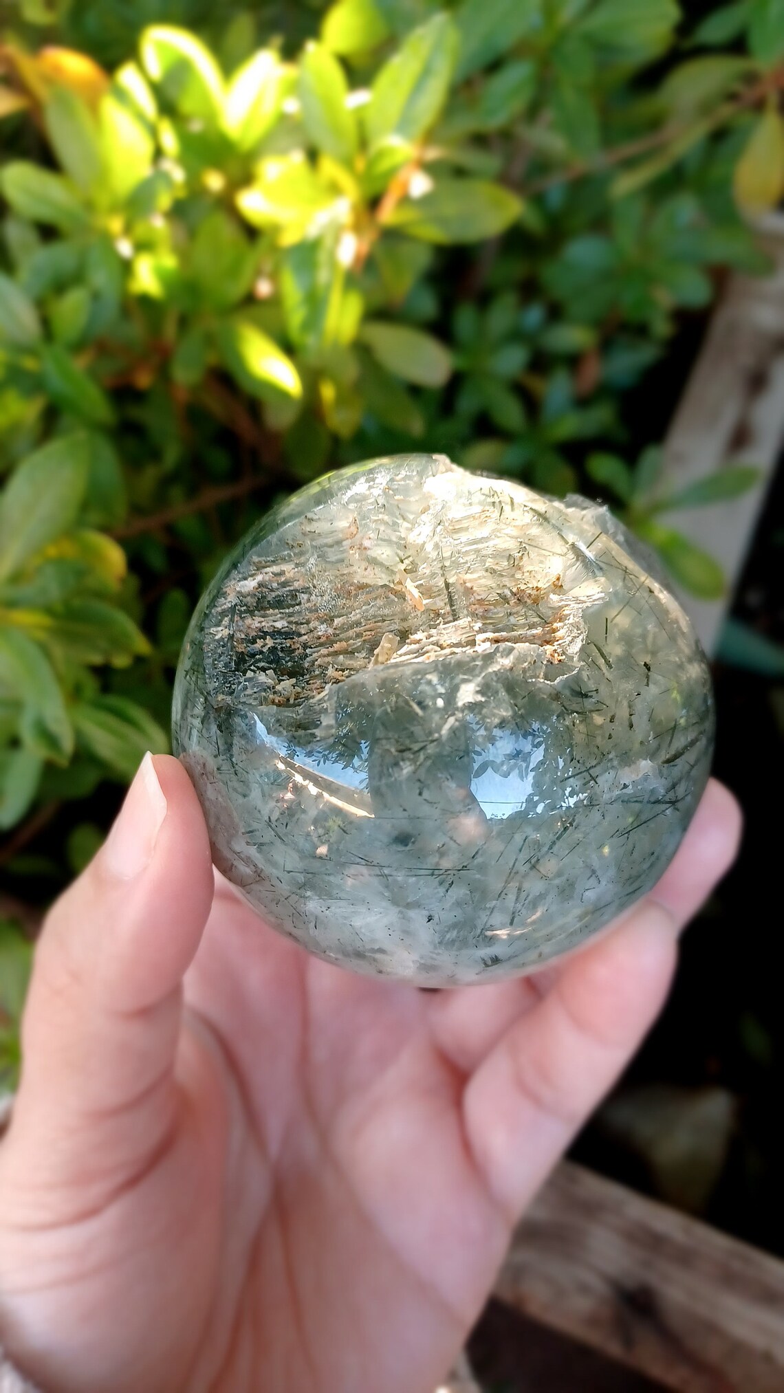 Beautiful Green Prehnite With Tourmaline Rutiles Sphere Unique - Etsy