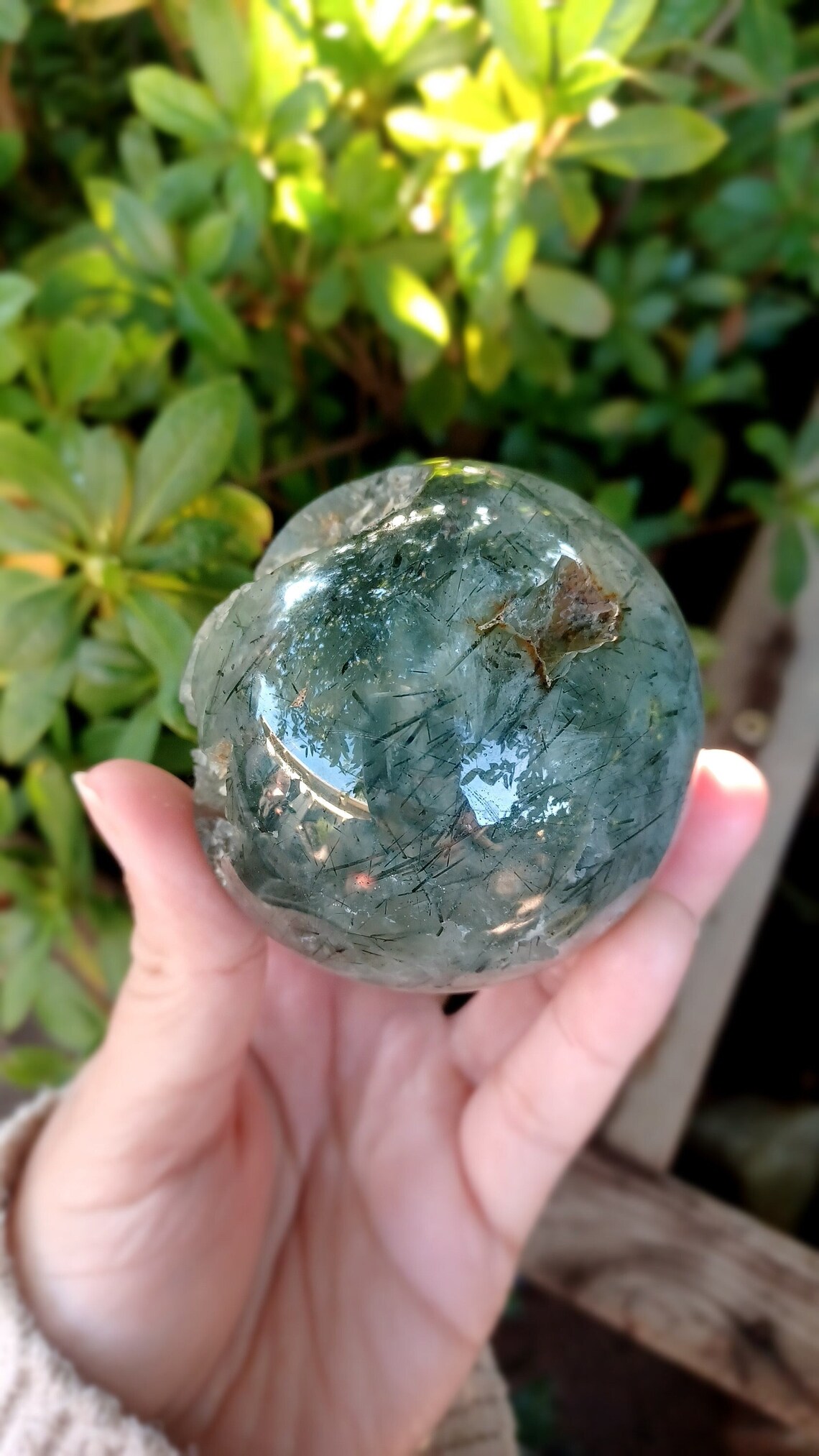 Beautiful Green Prehnite With Tourmaline Rutiles Sphere Unique - Etsy