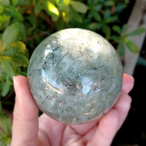 Beautiful Green Prehnite With Tourmaline Rutiles Sphere Unique - Etsy