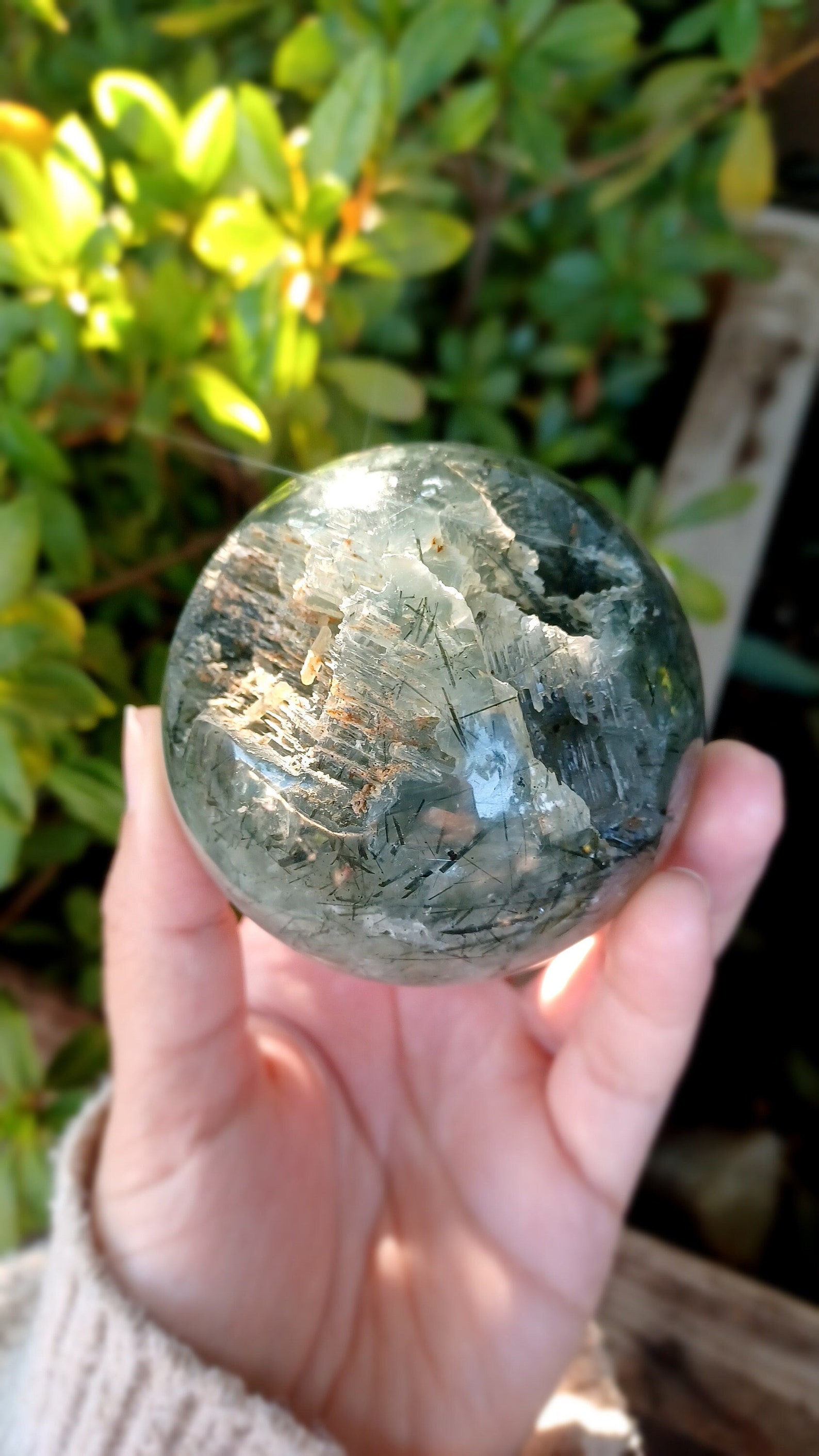 Beautiful Green Prehnite With Tourmaline Rutiles Sphere Unique - Etsy