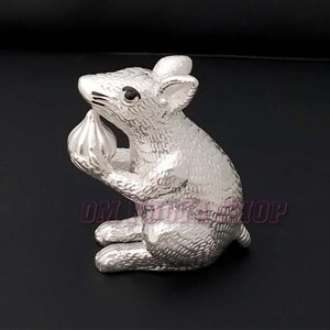Pure Silver Mushakraj Rat Idol, Ganpati Puja, Hindu Home Decor - Om ...