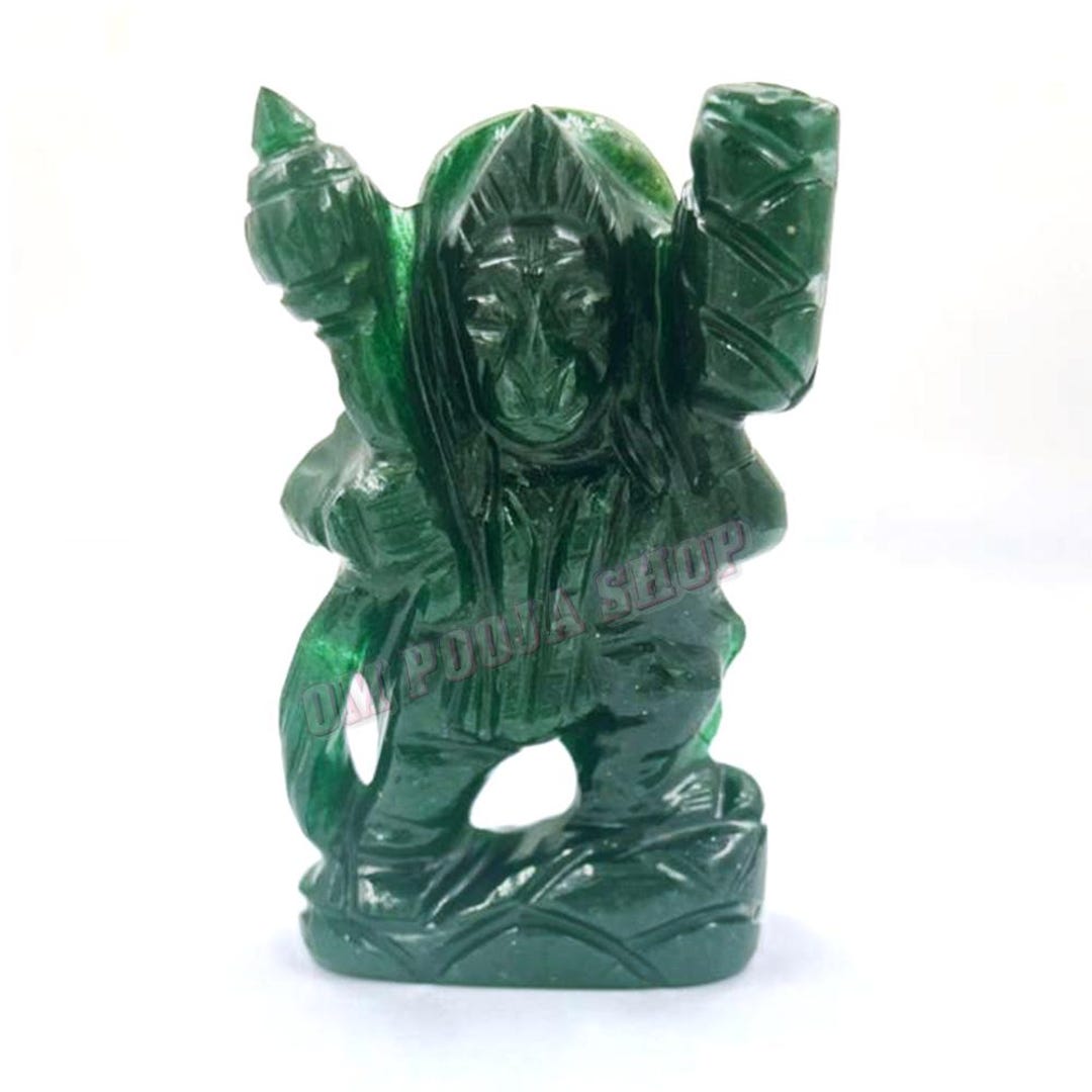 Hanuman Ji Murti in Green Jade Gemstone Lord Monkey, Hindu Monkey Idol ...