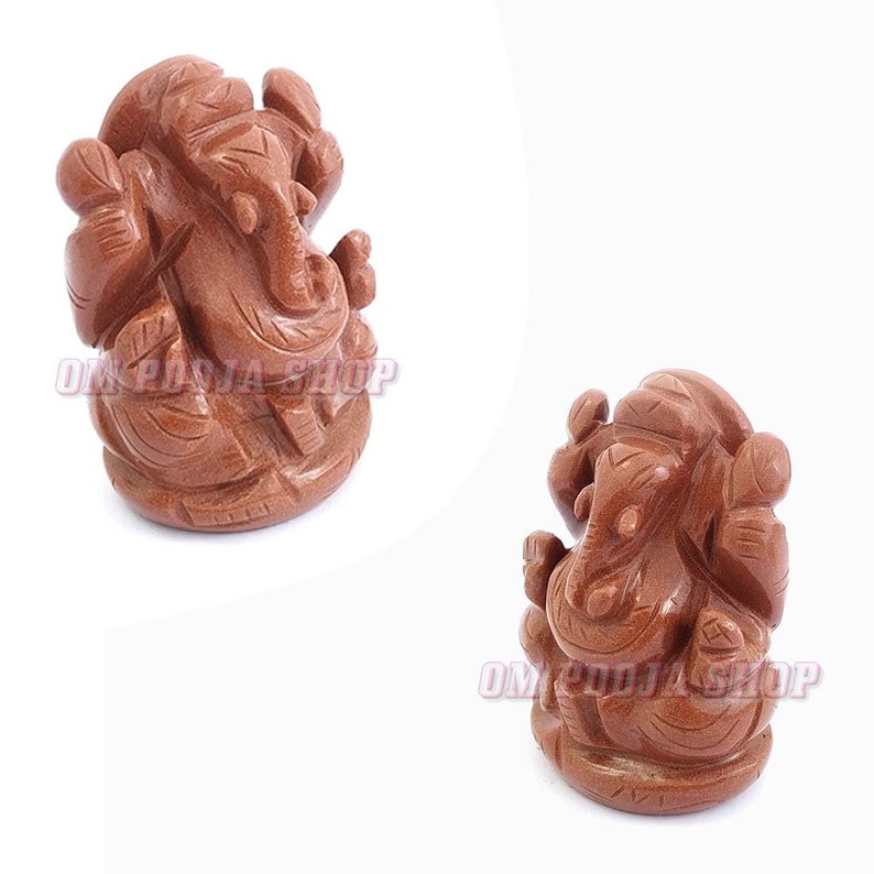 Red Sunstone Handmade Ganesha Statue Lord Ganpati Cystal Idol Jasper ...