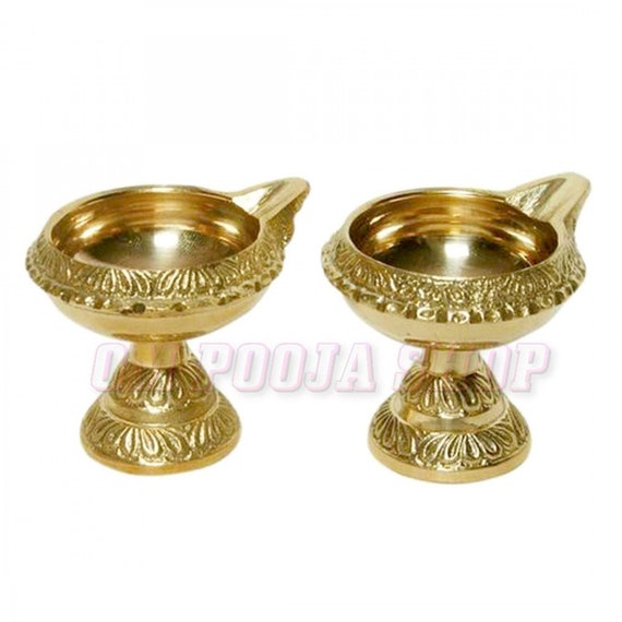Brass Stand Kuber Diya for Puja Set of 2 - Etsy