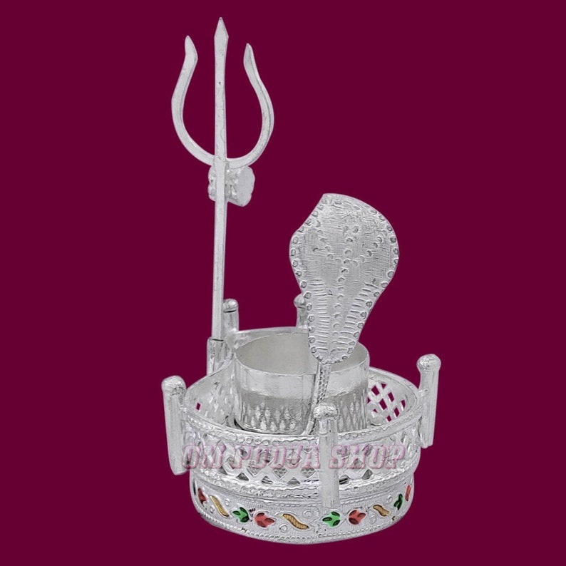 Base Yoni con Serpiente y Trishul en Sterling 925 plata de ley hecha a ...