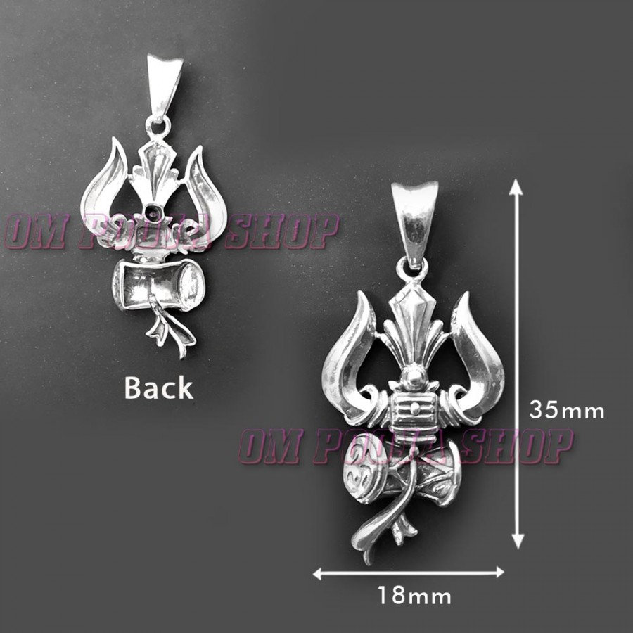 Trishul Pendant in 925 Pure Sterling Silver Lord Shiva Trisul Damaroo ...