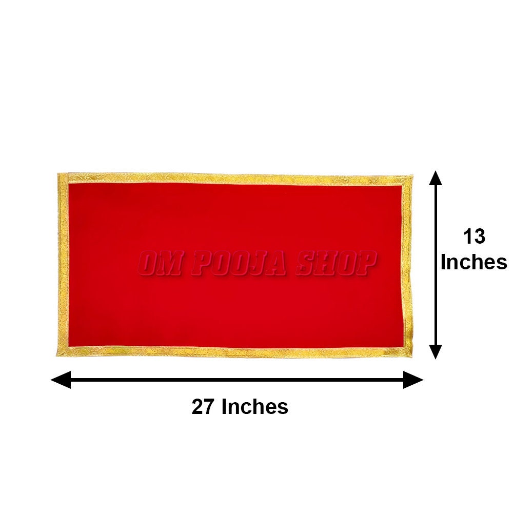 Red Velvet Puja Aasan With Golden Border, Deity Idol Mat - Om Pooja ...