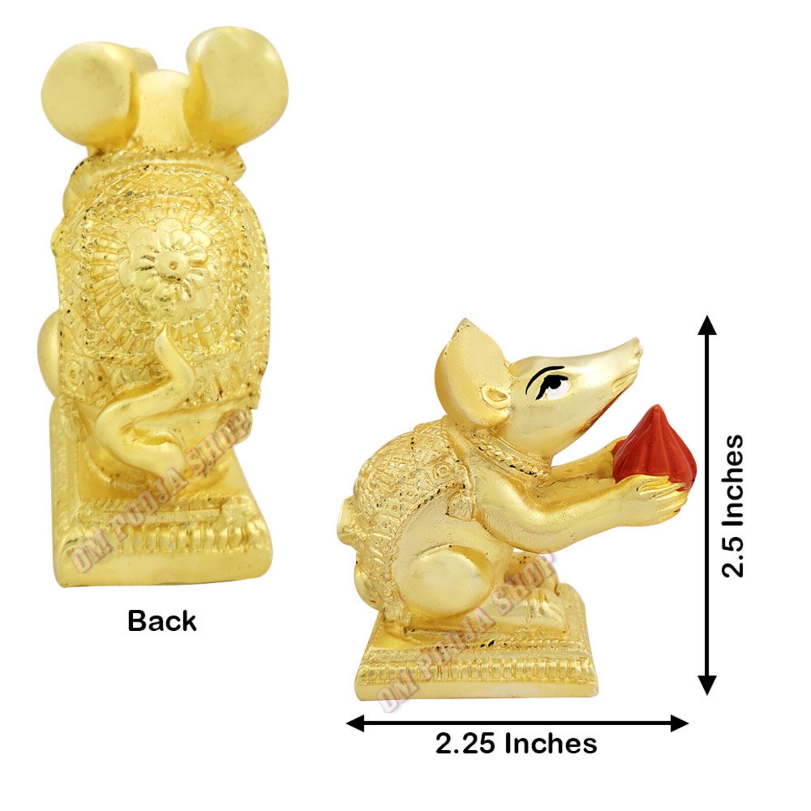 Mouse Ganpati Mushak Statue Golden & Black With Modak for Festival Lord ...