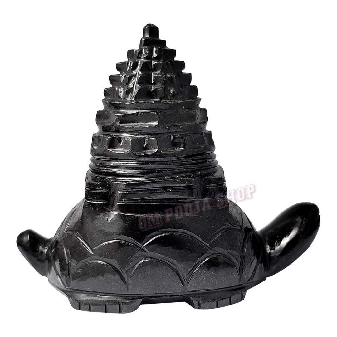 Meru Shri Yantra on Tortoise Kurma in Black Agate Stone Natural Kachua ...