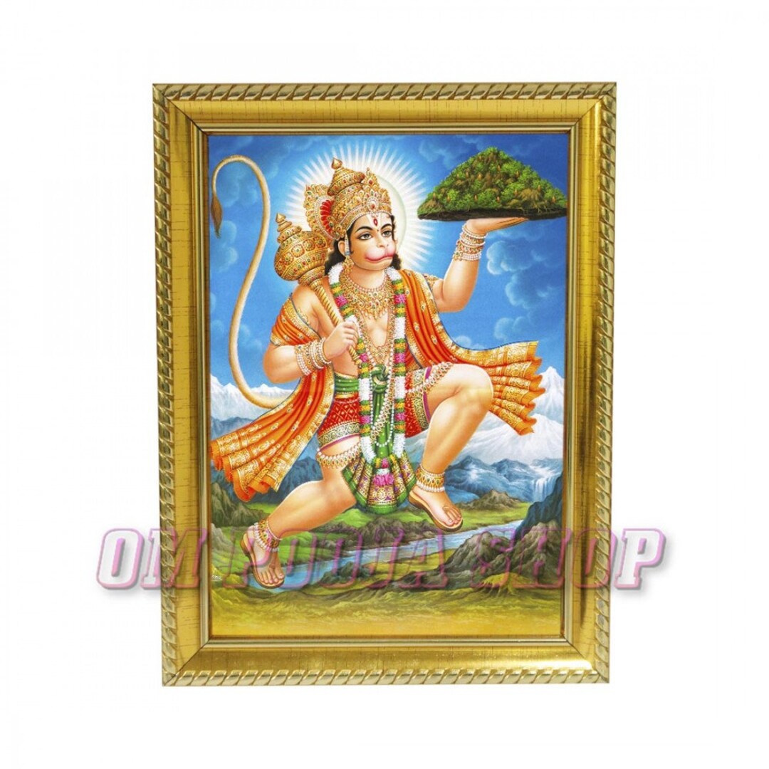 Lord Hanuman With Flying Pose in Photo Frame Personalized Gift for ...