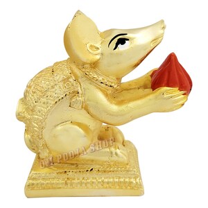 Mouse Ganpati Mushak Statue Golden & Black With Modak for Festival Lord ...