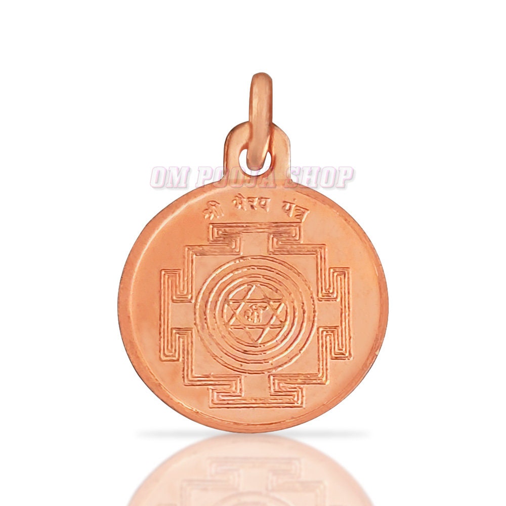 Kaal Bhairav Yantra Locket in Copper, Shiva Good Luck Pendant - Om ...