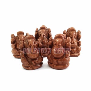 Red Sunstone Handmade Ganesha Statue | Lord Ganpati Cystal Idol ...