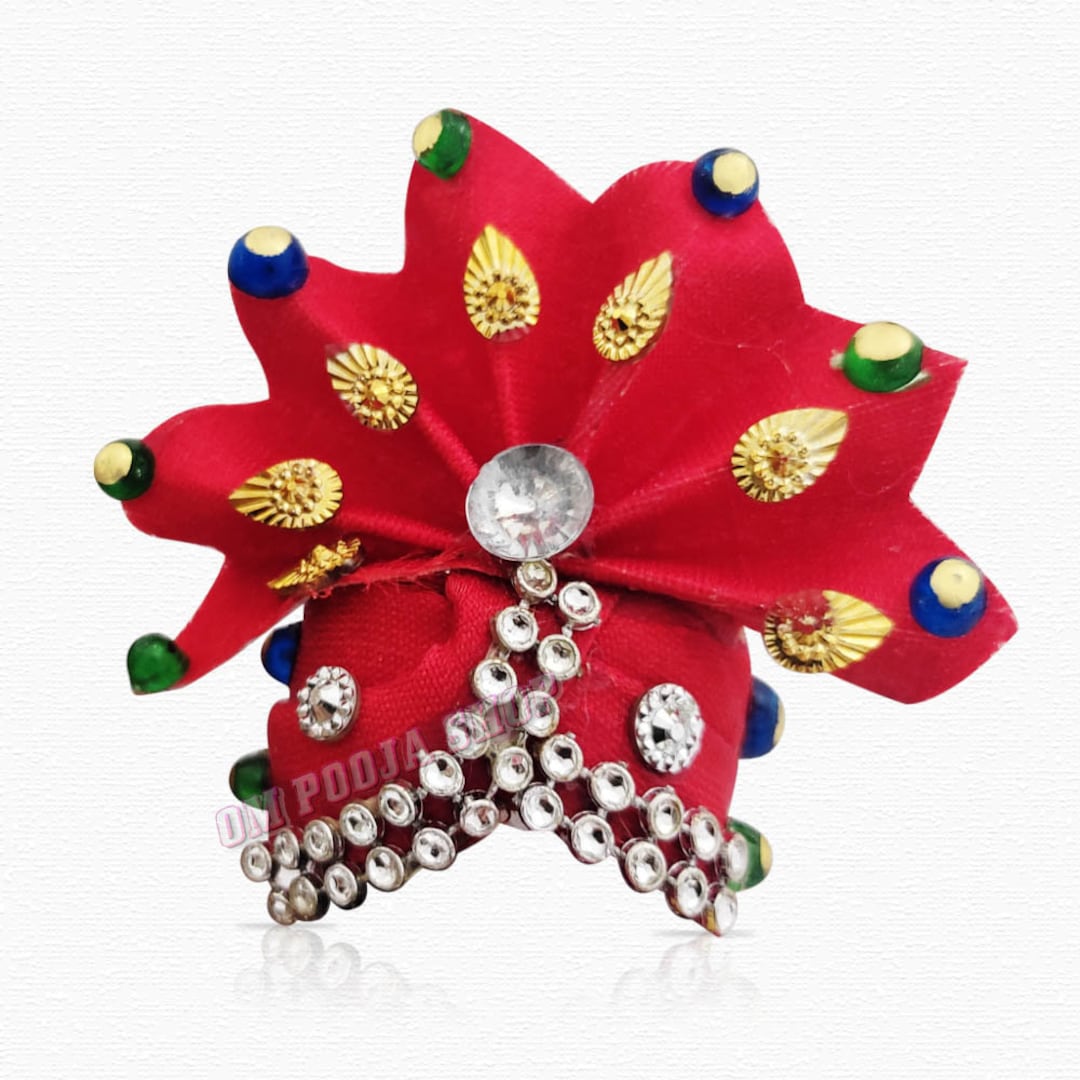 Pagdi Multicolor Colorful Mukut for Deity Size 2 Inches Mukut Crown 1 ...