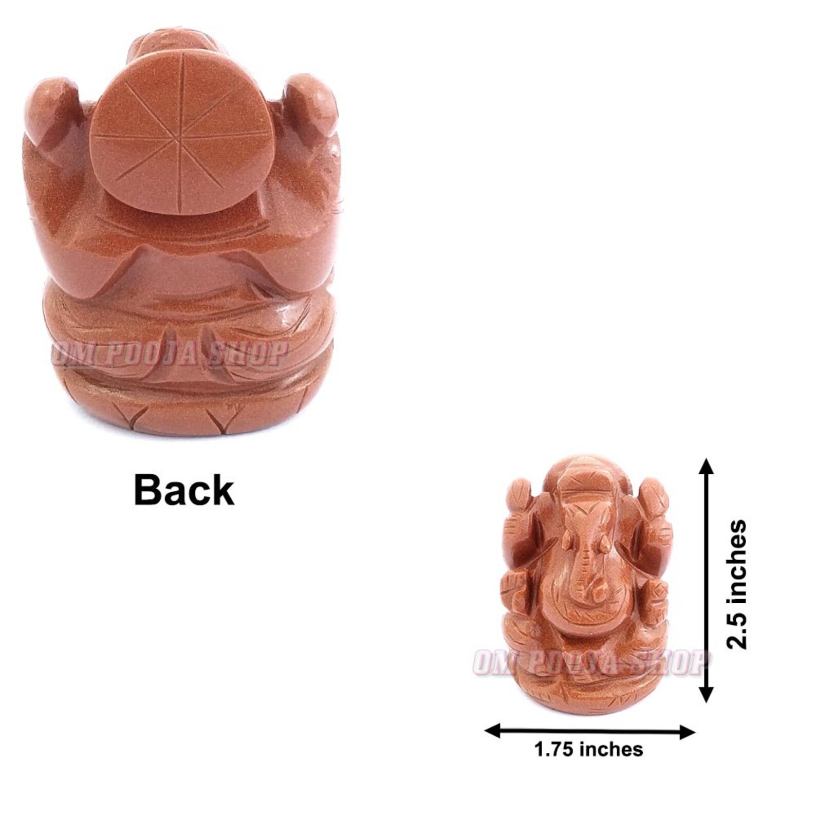 Red Sunstone Handmade Ganesha Statue Lord Ganpati Cystal Idol Jasper ...