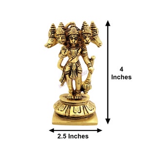 Panchmukhi Hanuman Standing Statue in Brass, Monky Face Idol, Ram Bhakt ...
