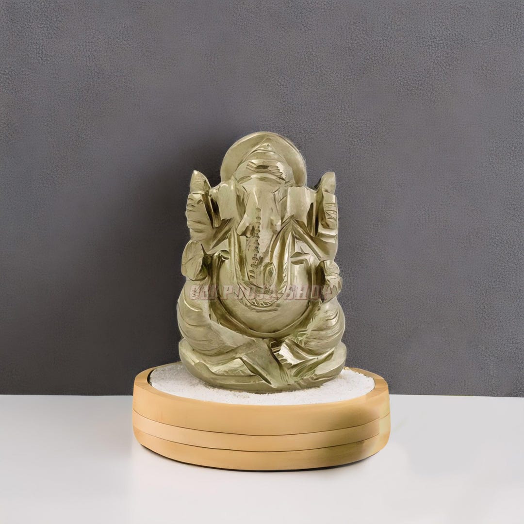 Natural Pyrite Stone Ganesh Statue Handmade Ganpati Idol in Golden ...
