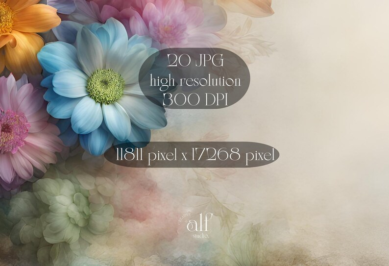 20 Floral Old Master Backgrounds Rainbow Floral Digital Backdrop ...