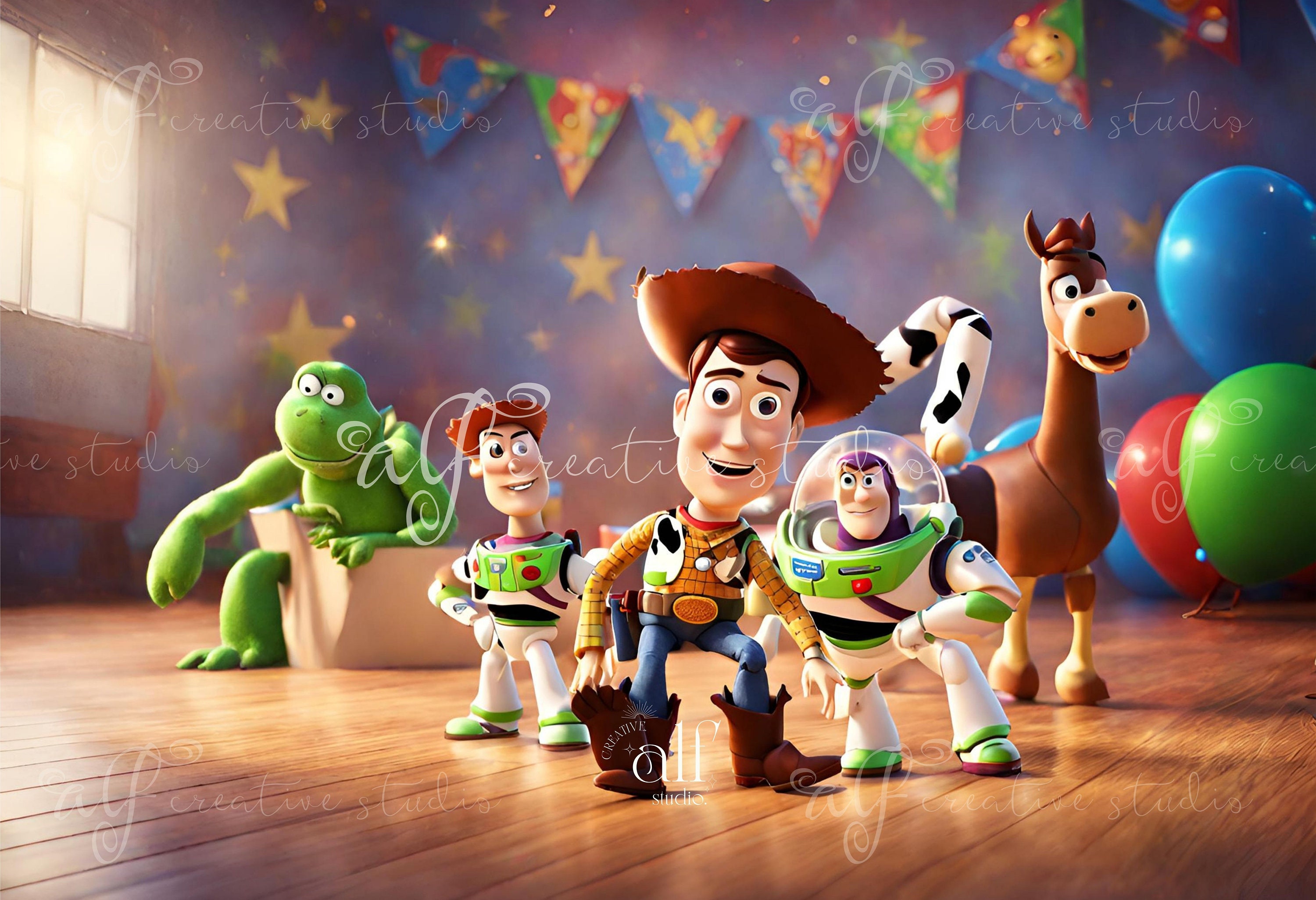 Toy Story Birthday Digital Backgrounds Toy Story Backdrop Cartoon Movie ...