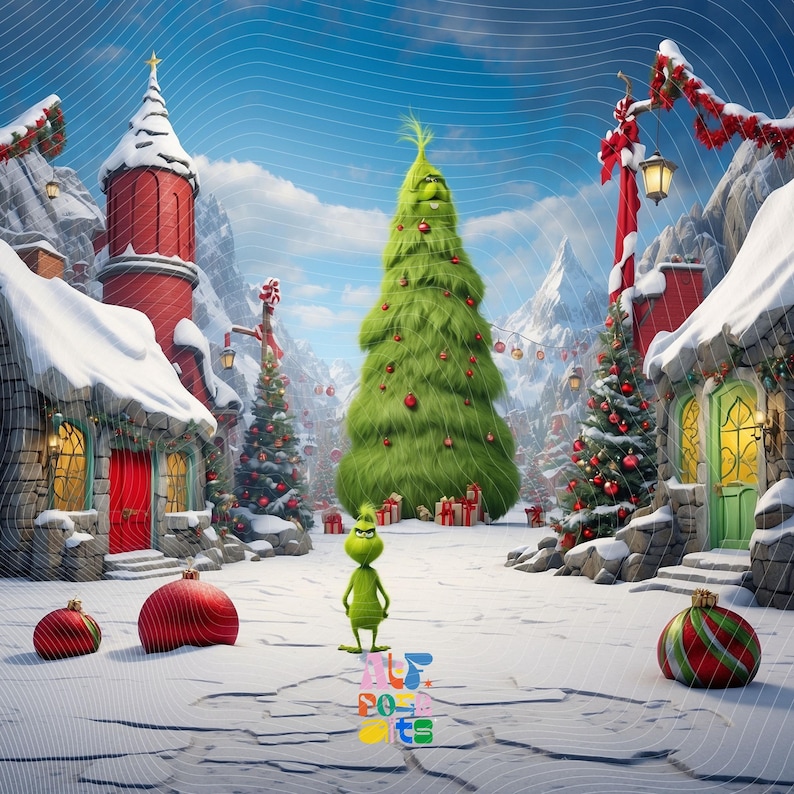 Winter Grinch Whoville Wallpaper Winter Wonderland Backdrop Seuss ...