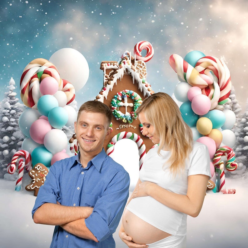 Xmas Ginger Village Backdrops Candy Cane Decorations Winter Wonderland ...