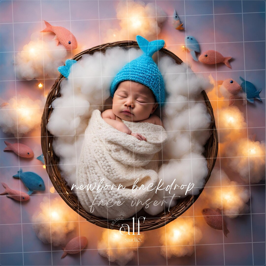Fish Newborn Backdrop Baby Fish Add Face Insert Background Cute Animal ...