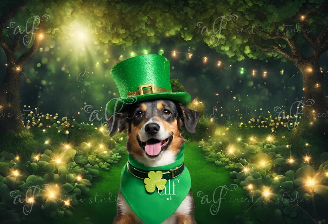 St. Patrick's Day Pets Background Digital Saint Patrick's Day Backdrops ...