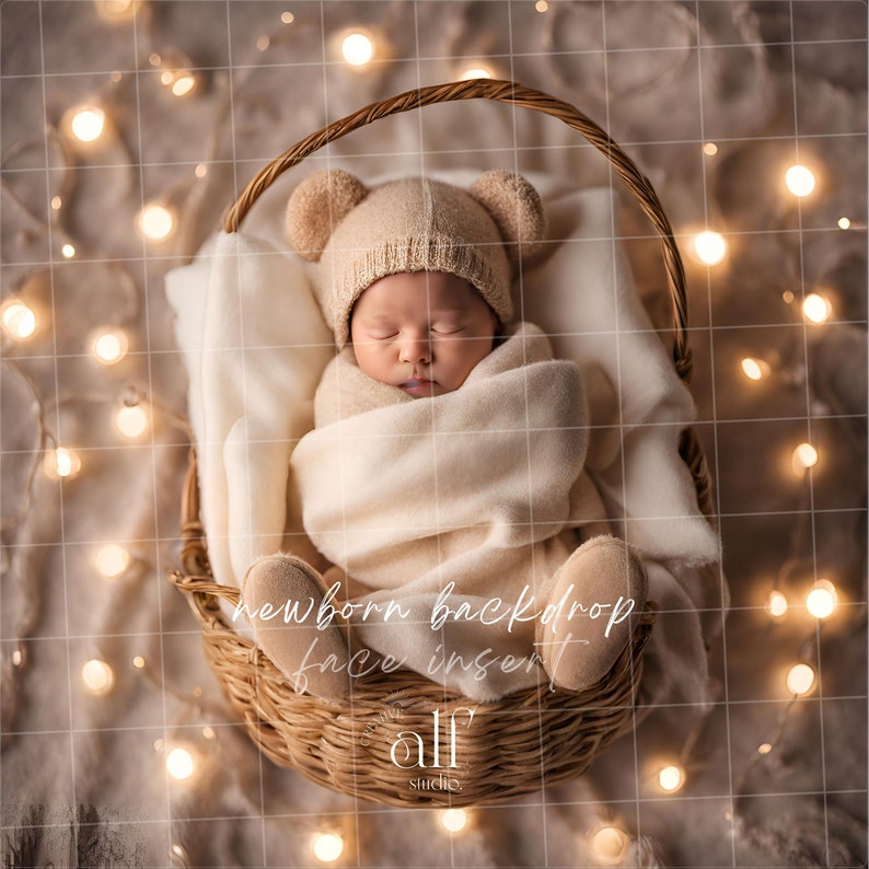 Christmas Newborn Backdrop Add Face Insert Xmas Baby Overlay Teddy Bear ...