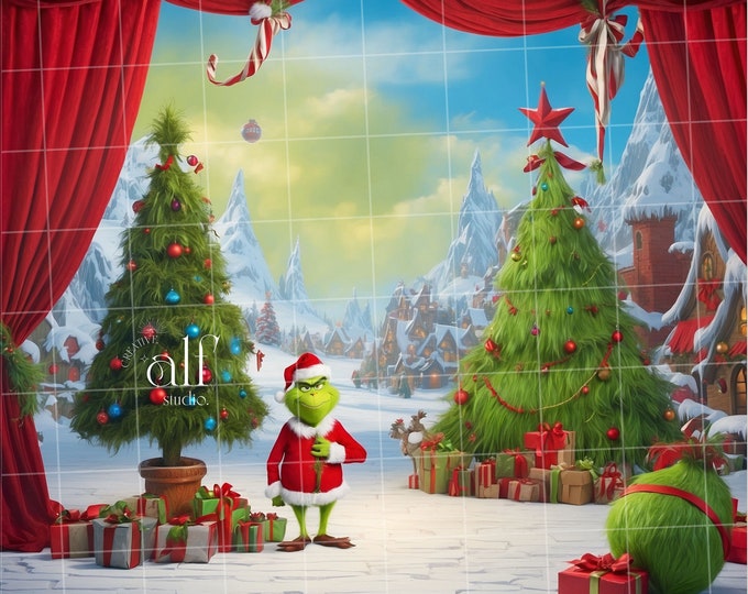 Merry Grinchmas Backdrop Grinch Backgrounds Composite Festive Holiday ...