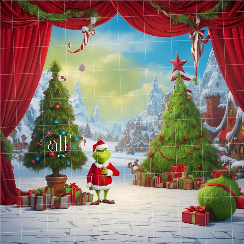 Merry Grinchmas Backdrop Grinch Backgrounds Composite Festive Holiday ...