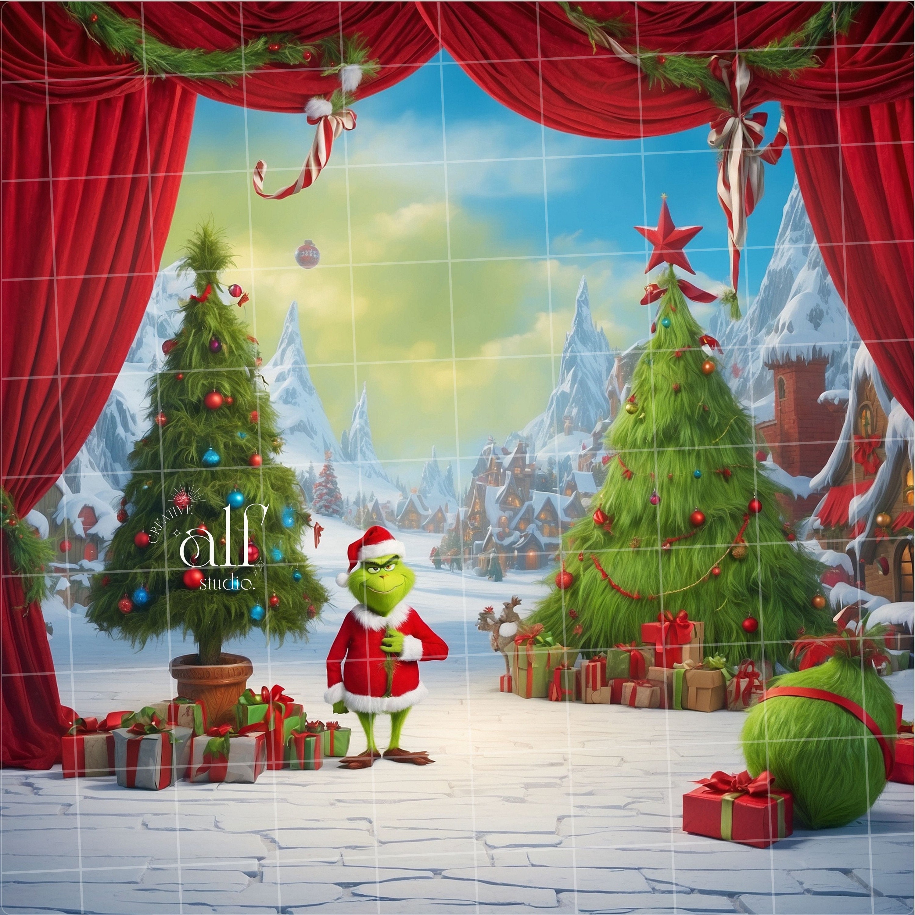 Merry Grinchmas Backdrop Grinch Backgrounds Composite Festive Holiday ...