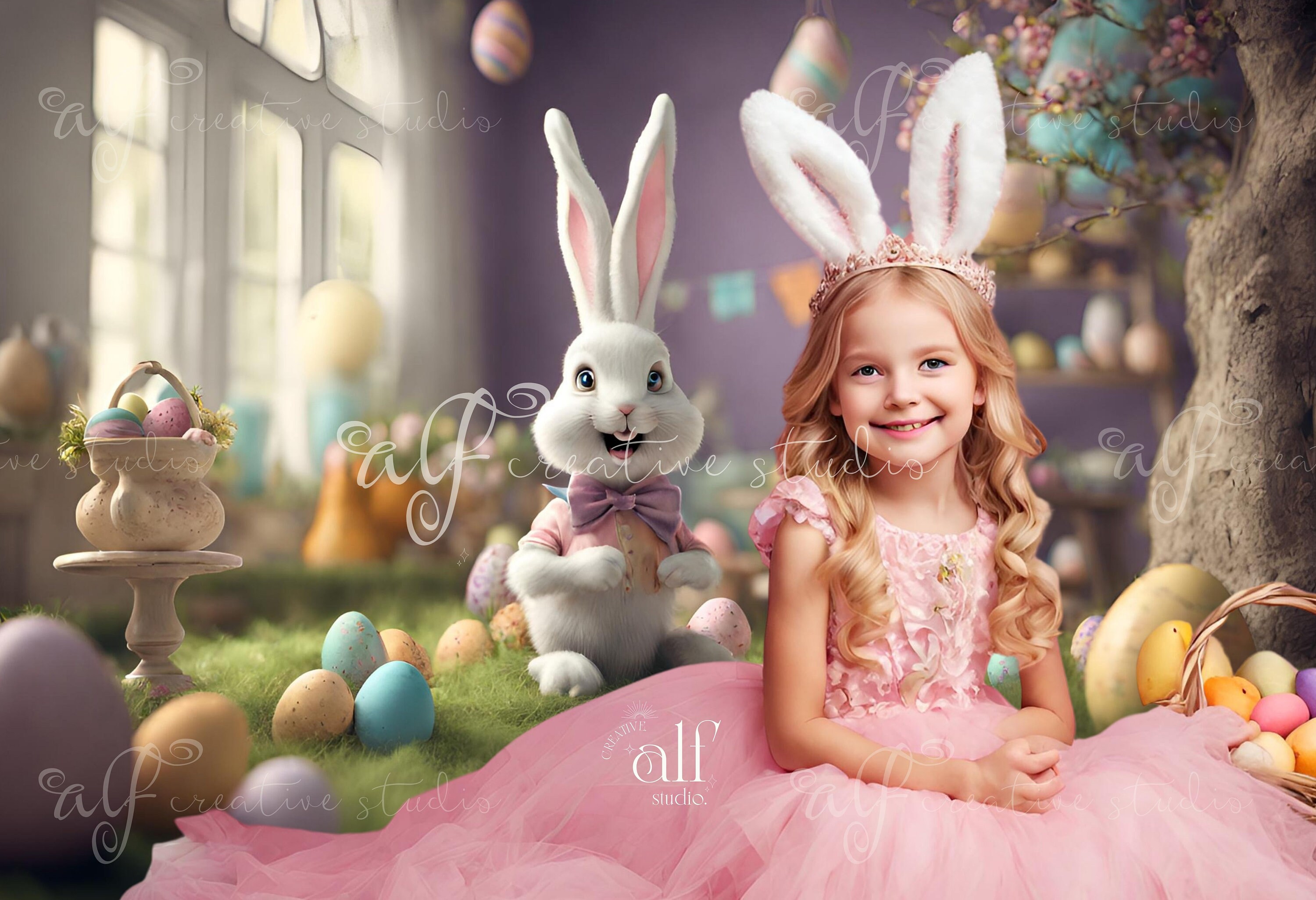 Easter Bunny Background Easter Digital Backgrounds Easter Bunny ...