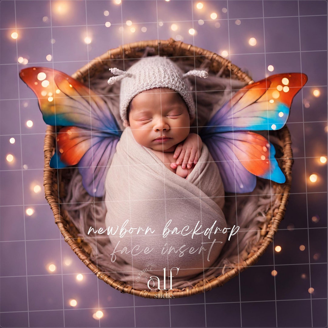 Baby's First Flight Butterfly Newborn Backdrop Add Face Insert ...