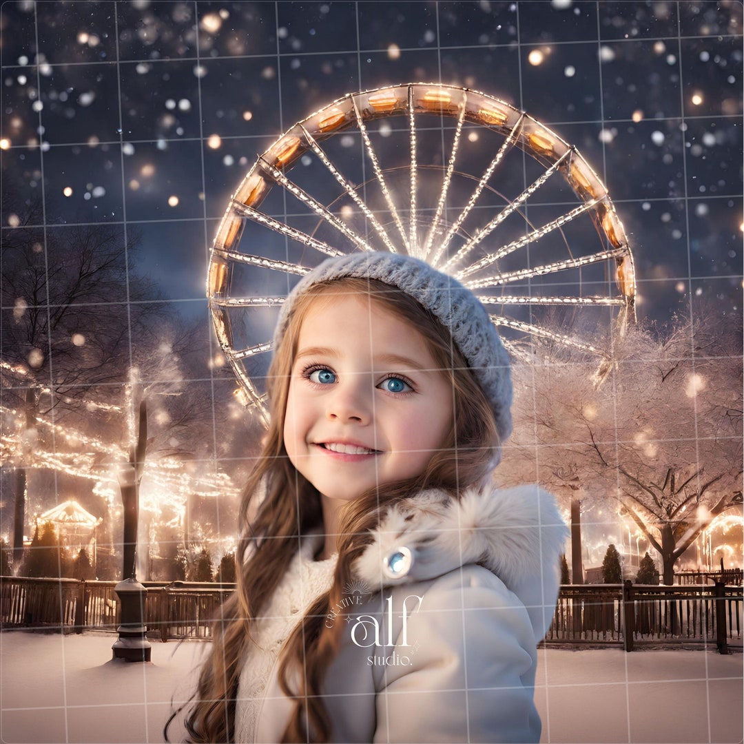 Ferris Wheel Backdrop Amusement Night Backgrounds Theme Park Ferris ...