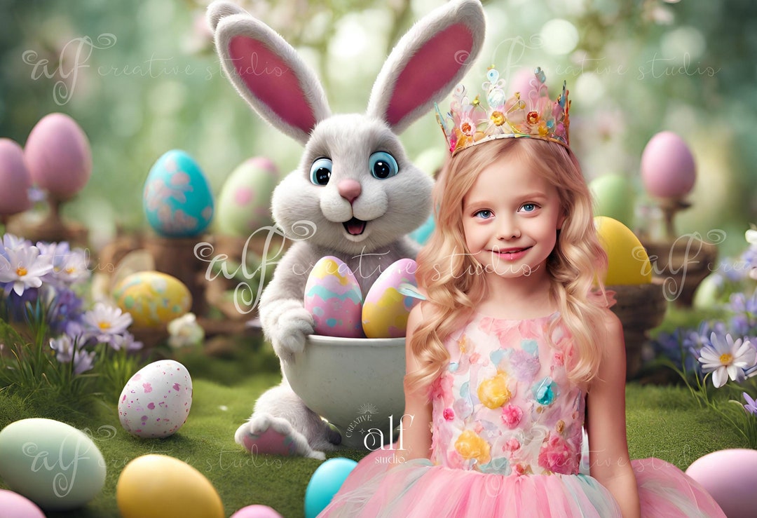 Happy Easter Digital Wallpaper Easter Bunny Themed Photo Session Egg ...