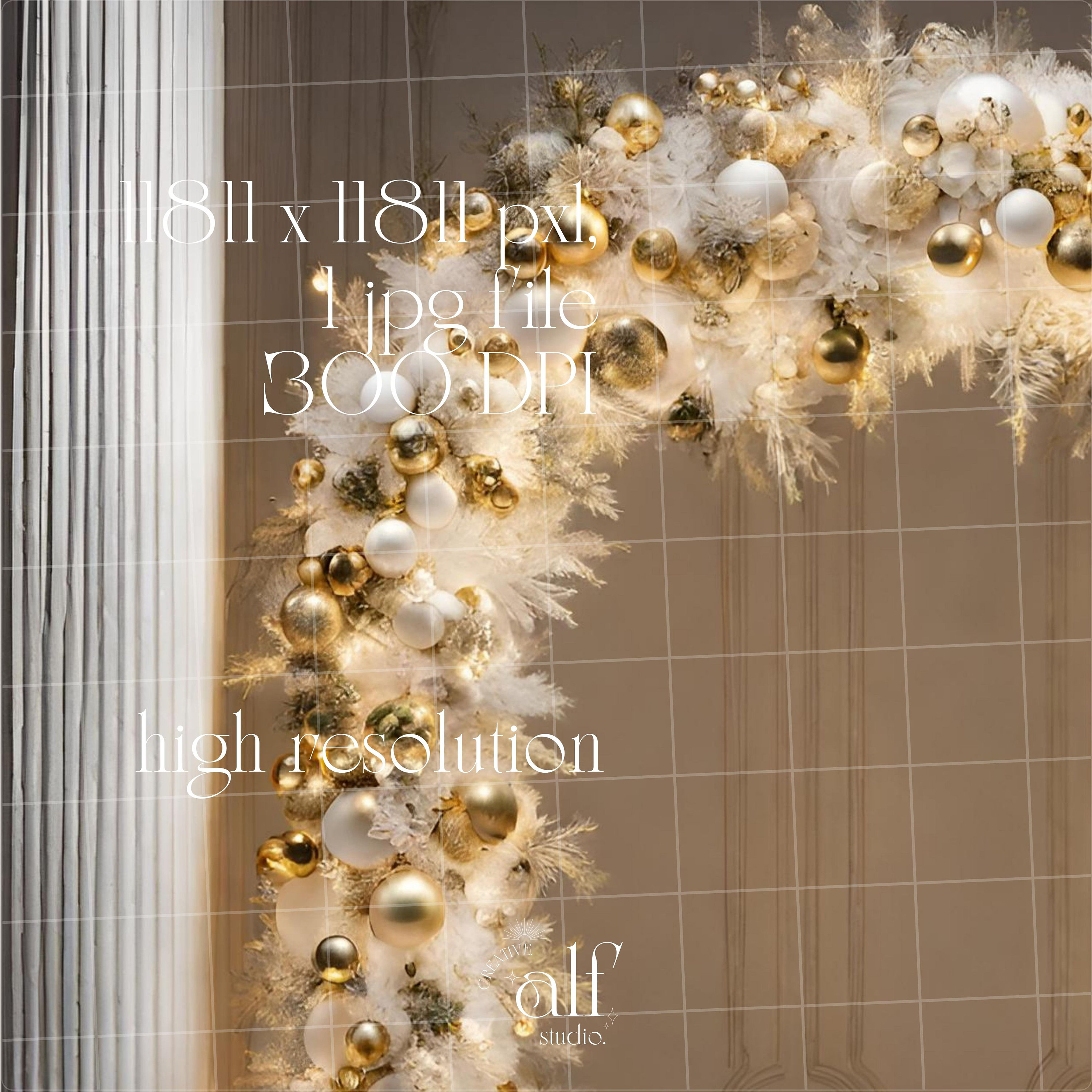 Gold Christmas Arch Backdrop Opulent Holiday Elegance Gilded Arch Scene ...