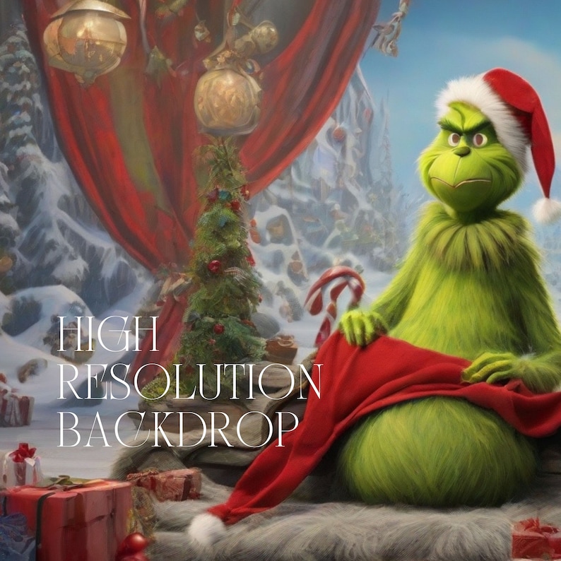Grinchmas Backdrop Christmas Background Whoville Holiday Party ...