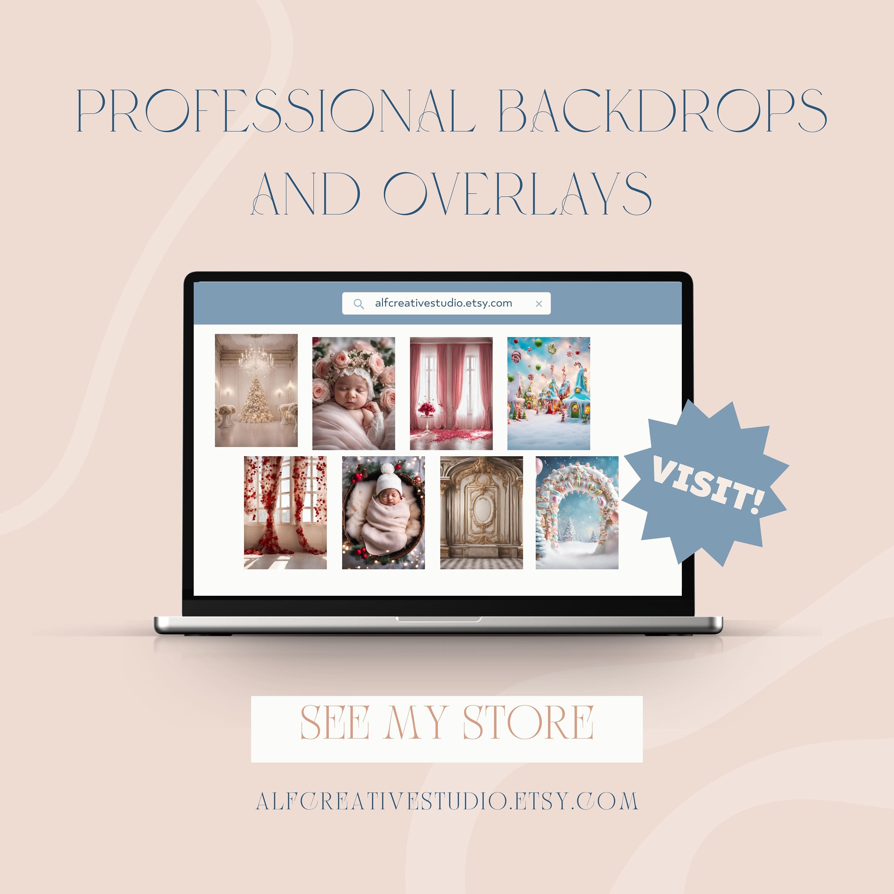 Newborn Backdrop Rabbit Ear Dark Scene Overlay Daisy Flowers Background ...