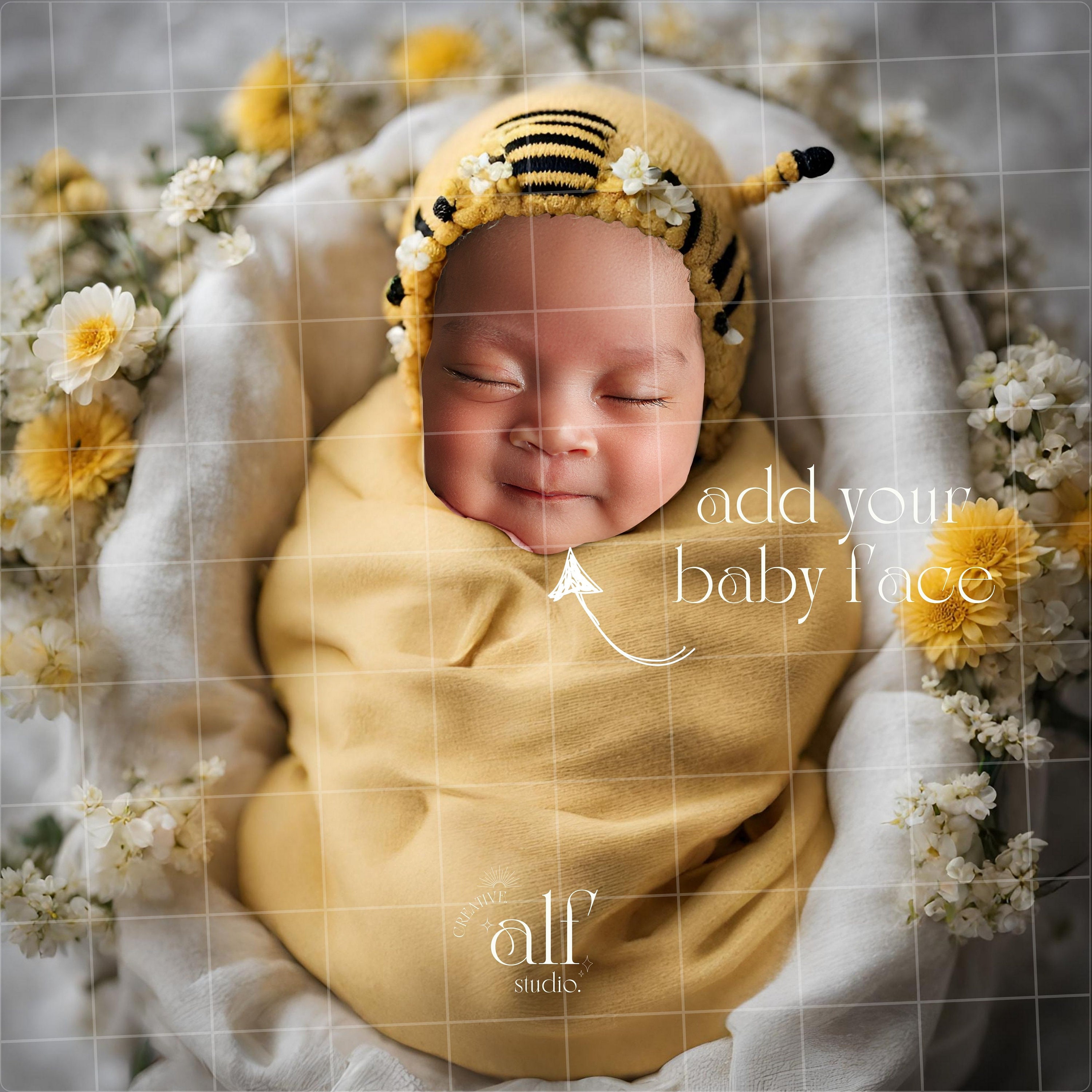 Honeybee Baby Backdrop Yellow Baby Add Face Insert Background Bee Baby ...