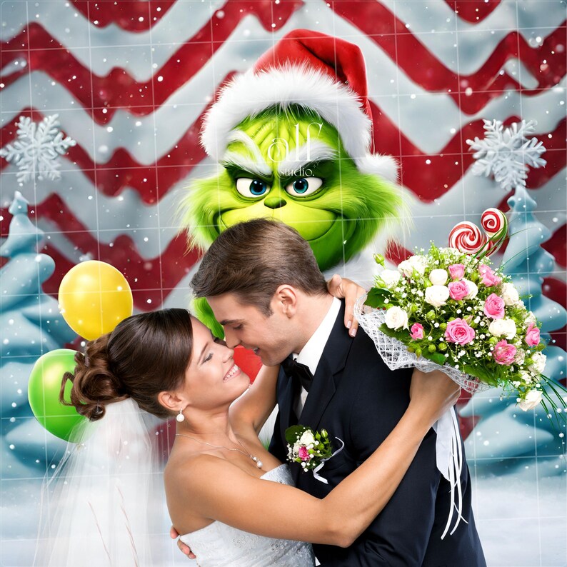 Grinch Christmas Backdrop: Whoville Party Photo Booth (digital Download ...