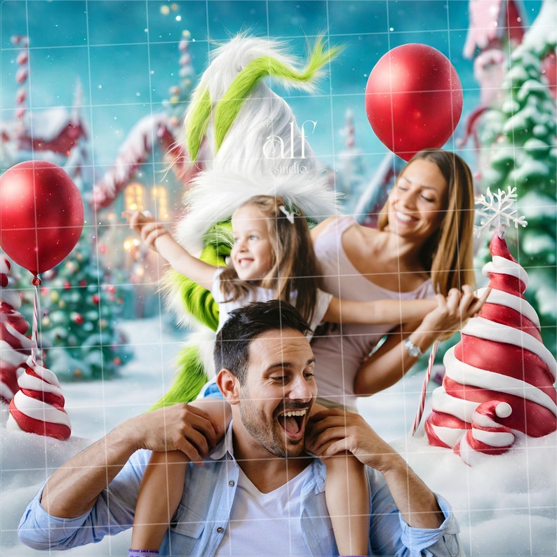 Grinch Whoville Christmas Backdrop: Holiday Party Photo Booth (digital ...