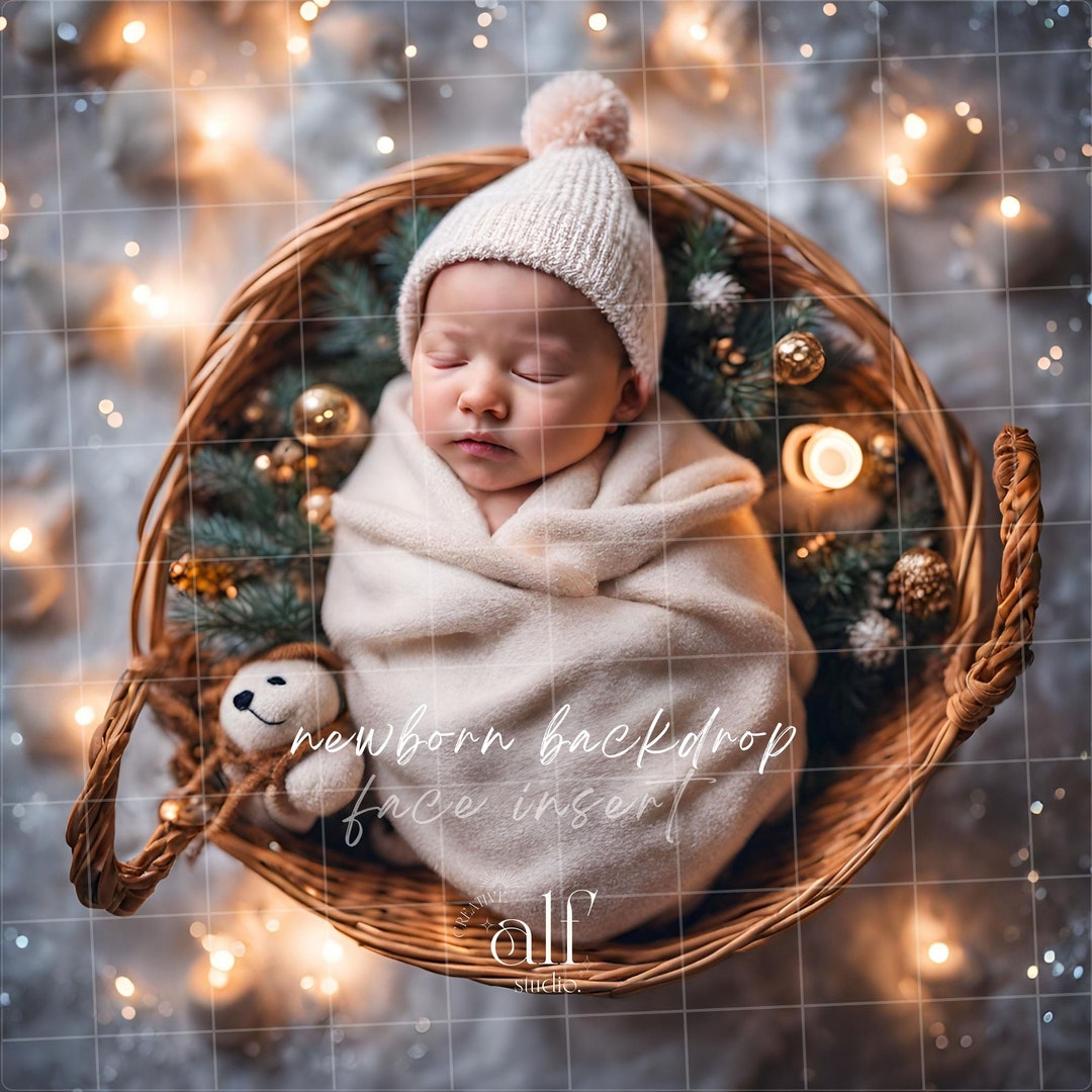 Christmas Eve Newborn Backdrop Add Face Insert Xmas Overlay for Baby ...