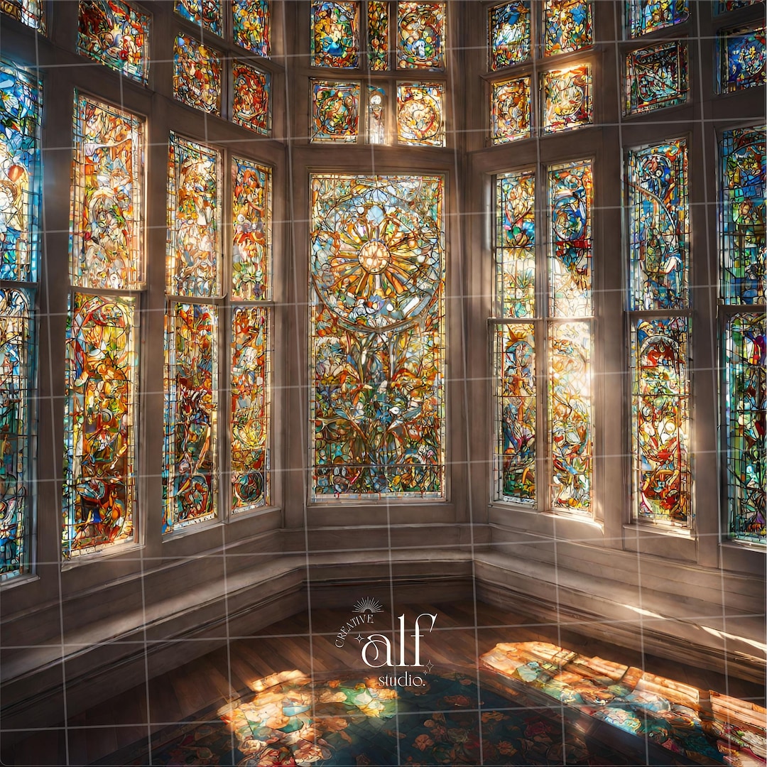 Iconic Glass Backdrop Windows Background Mosaic Room Studio Overlay ...