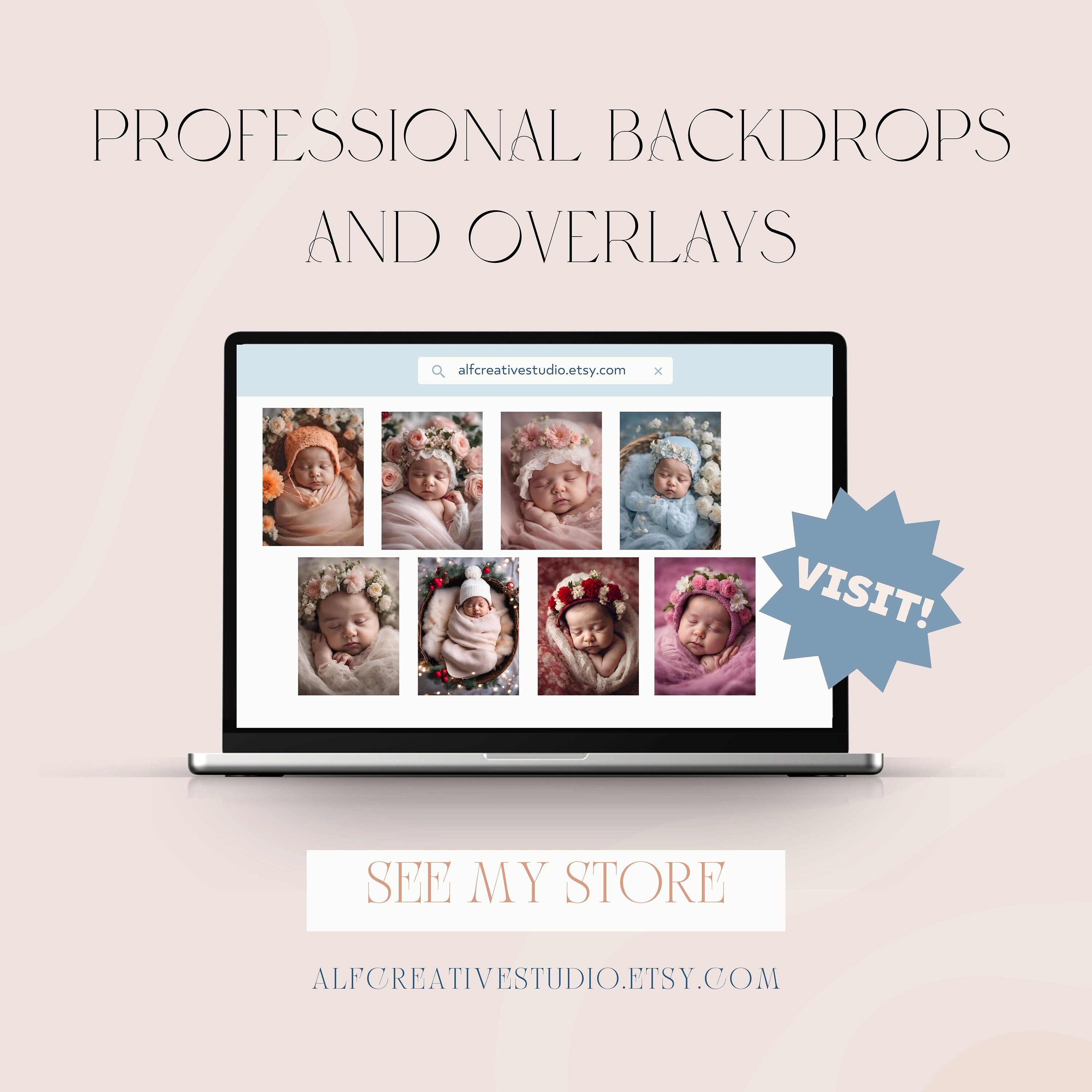 Newborn Triplets Backdrop Add Face Insert Heart Overlay Newborn Nest ...