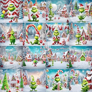 50 Grinch Christmas Backdrops: Whoville Holiday Photography (digital ...